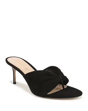 Veronica Beard Suede Knot Detail Thong Sandals - Black