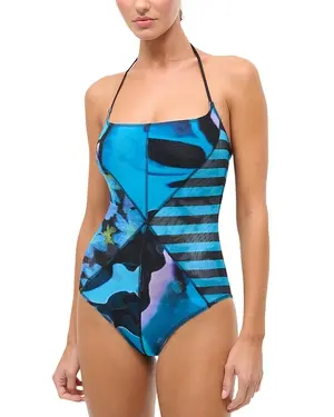 Staud Laird One Piece Swimsuit - Blue Haze Multi