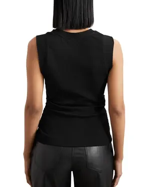 REISS Trudy Ruched Sleeveless Top - Black