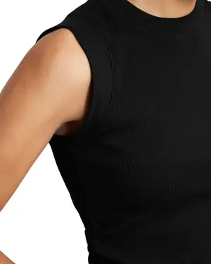 REISS Trudy Ruched Sleeveless Top - Black