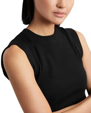 REISS Trudy Ruched Sleeveless Top - Black