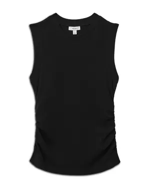 REISS Trudy Ruched Sleeveless Top - Black
