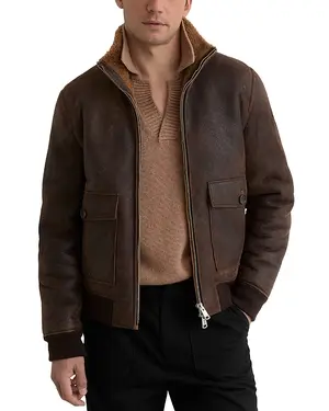 REISS Shearling Zip Through Jacket