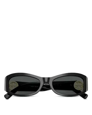 Tory Burch Rectangular Sunglasses, 55mm - Black