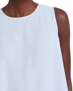 Eileen Fisher Silk Georgette Crepe Round Neck Shell