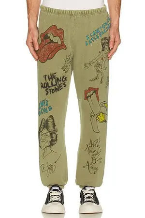 MadeWorn Rolling Stones Sketch P.e. Sweatpants - Fatigue