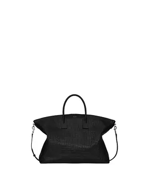 Saint Laurent Bowling Tote Bag - Black - Crocodile
