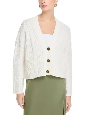 Aqua Cable Knit Cardigan - Winter White