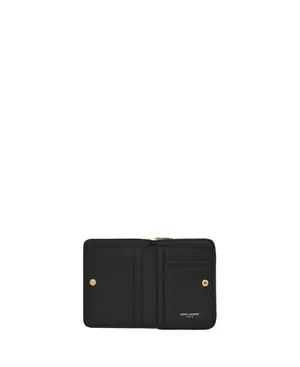 Saint Laurent Cassandre Matelassaa Compact Zip Around Wallet