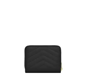 Saint Laurent Cassandre Matelassaa Compact Zip Around Wallet - Black
