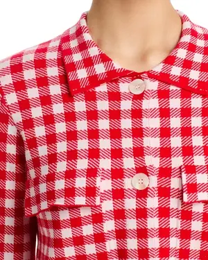Aqua Gingham Knit Jacket - Red/white