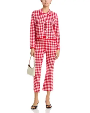 Aqua Gingham Knit Jacket - Red/white