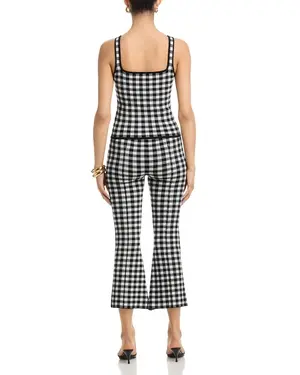 Aqua Gingham Knit Top - Black/white