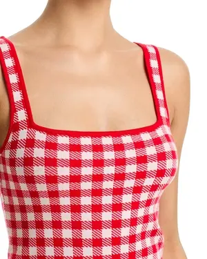 Aqua Gingham Knit Top