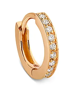 REPOSSI 18k Berbere Diamond Mini Huggie Single Hoop Earring - Rose Gold