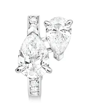 REPOSSI 18k Serti Sur Vide Diamond Pear & Round Right Side Earring - White Gold