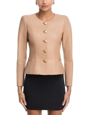 L'Agence Mariella Leather Blazer - Cappuccino