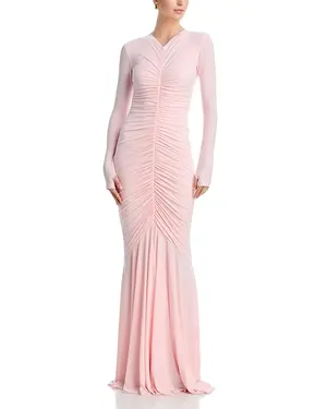 Norma Kamali Shirred Front Fishtail Gown - Ballet Pink