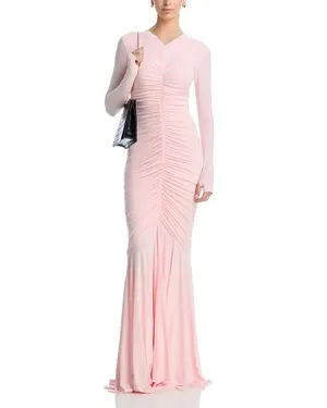 Norma Kamali Shirred Front Fishtail Gown