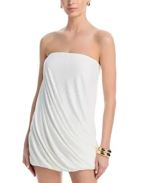 Norma Kamali Strapless Twist Mini Dress - Snow White