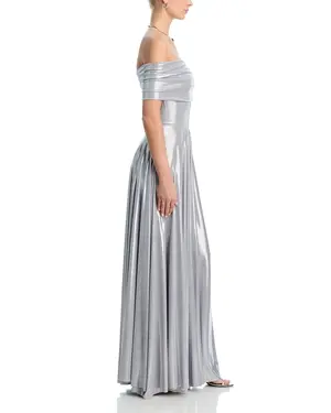 Norma Kamali Cowlneck Flared Gown