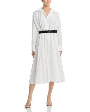 Norma Kamali Oversized Boyfriend Shirt Flared Dress - Snow White