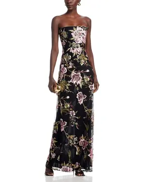 SAU LEE Pippa Long Dress - Black Multi