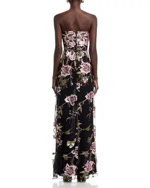 SAU LEE Pippa Long Dress - Black Multi