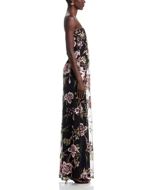 SAU LEE Pippa Long Dress - Black Multi