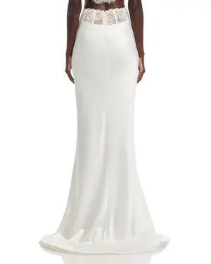 SAU LEE Lila Satin Maxi Skirt - White