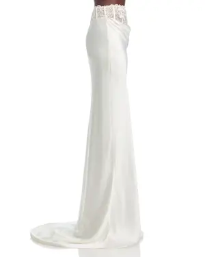 SAU LEE Lila Satin Maxi Skirt - White