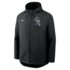 Nike Colorado Rockies Authentic Collection Therma-fit Mlb Full-zip Hooded Jacket - Black