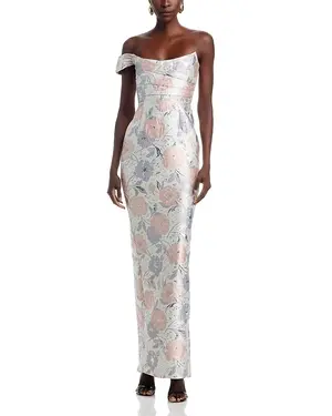 SAU LEE Jackson Brocade Gown - Lilac Multi