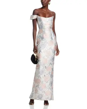 SAU LEE Jackson Brocade Gown - Lilac Multi