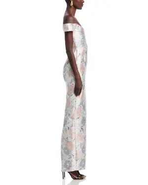 SAU LEE Jackson Brocade Gown - Lilac Multi
