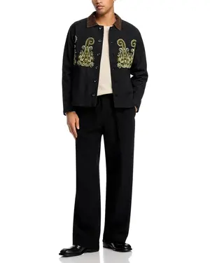 KARTIK RESEARCH Printed Suede Collar Jacket