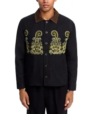 KARTIK RESEARCH Printed Suede Collar Jacket
