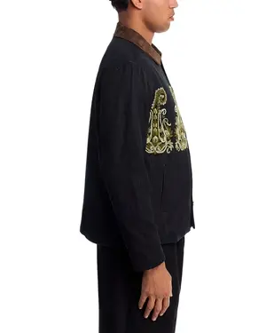 KARTIK RESEARCH Printed Suede Collar Jacket