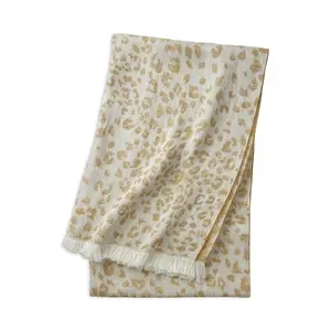 YVES DELORME Fauve Leopard Linen Jacquard Throw - Mordore