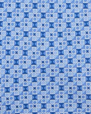 FERRAGAMO Silk Gancini Pattern Neck Tie - F. Azzurro