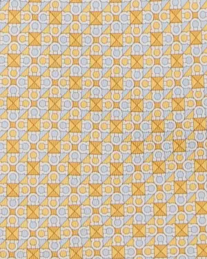 FERRAGAMO Silk Gancini Grid Pattern Tie - F. Giallo