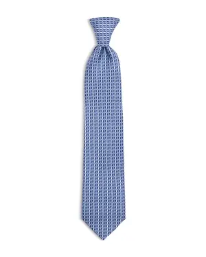 FERRAGAMO Silk Classic Gancini Link Neck Tie - F. Navy