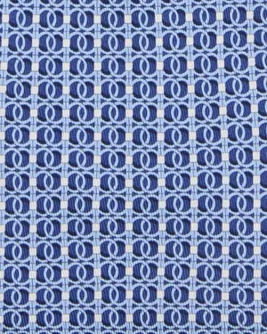 FERRAGAMO Silk Classic Gancini Link Neck Tie - F. Navy