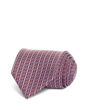 FERRAGAMO Silk Classic Gancini Link Tie - F. Rosso