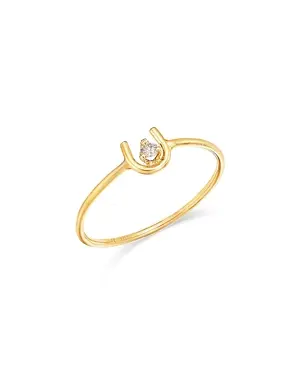 Zoe Chicco 14k Yellow Horseshoe Wire Ring With Diamonds - Gold