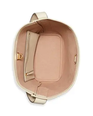 Tory Burch Slim Leather Bucket Bag - Light Stone