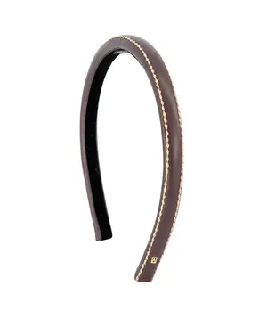 Alexandre De Paris Sellier Leather Headband - Brown