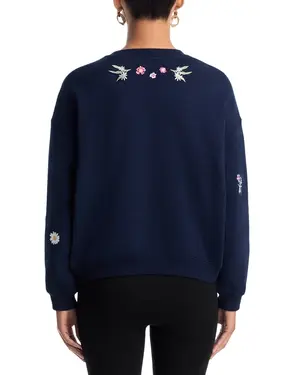 Aqua Flower Embroidered Sweatshirt