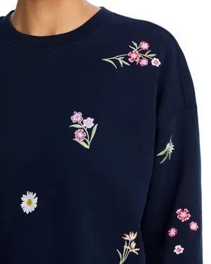 Aqua Flower Embroidered Sweatshirt