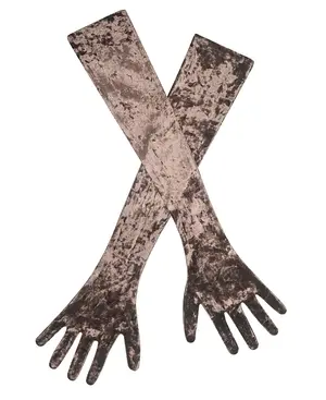 MISS CIRCLE Tess Velvet Opera Gloves - Coffee
